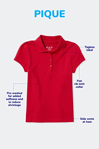 The Children's Place Baby Girls and Toddler Girls Short Sleeve Pique Polo, Ruby, 5T