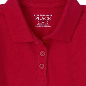 The Children's Place Baby Girls and Toddler Girls Short Sleeve Pique Polo, Ruby, 5T