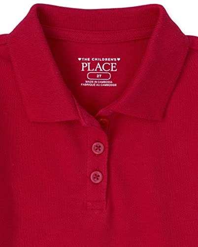 The Children's Place Baby Girls and Toddler Girls Short Sleeve Pique Polo, Ruby, 5T