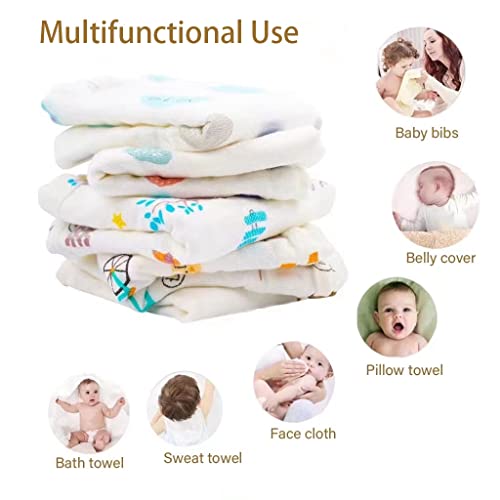 Baby Burp Cloths Muslin Washcloths 6Pack - Muslin Burp Cloths Hanky Large 20''x10'' Extra Soft Absorbent Baby Burp Rags for Newborn 100% Cotton for Boys Girls Gift 6 Layers Machine Washable