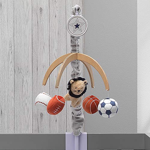 Lambs & Ivy Hall of Fame Lion/Sports Balls Musical Baby Crib Mobile Soother Toy