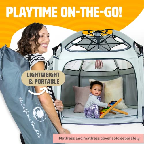 POP 'N GO Premium Indoor and Outdoor Baby Playpen - Portable, Lightweight, Pop Up Pack and Play Toddler Play Yard w/Canopy and Travel Bag - Grey