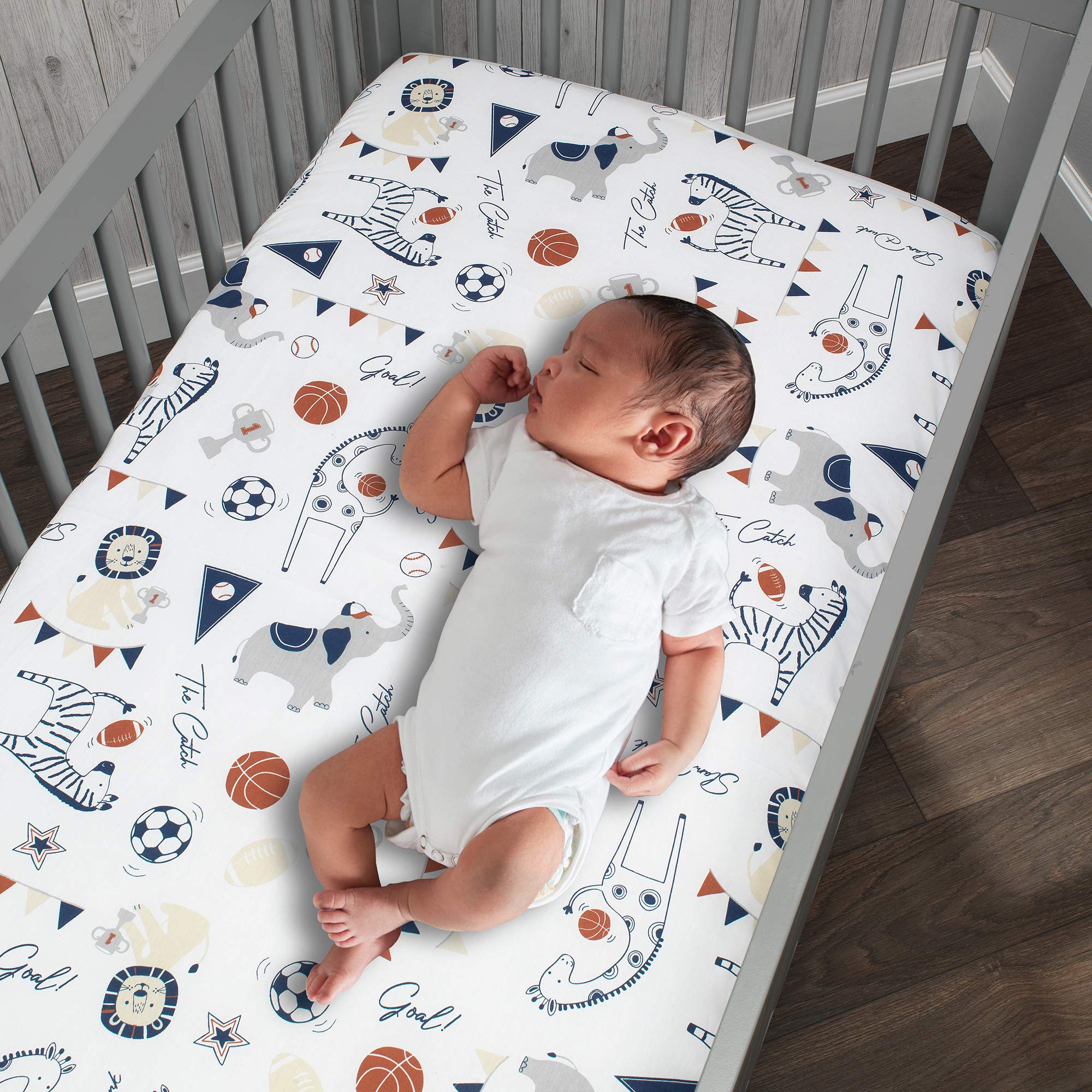 Lambs & Ivy Hall of Fame Sports Animals 5-Piece Crib Bedding Set - Gray/Blue