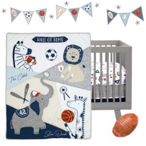 Lambs & Ivy Hall of Fame Sports Animals 5-Piece Crib Bedding Set - Gray/Blue