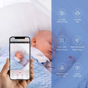 iBaby M2C WiFi Baby Monitor Camera with FHD Audio 1080P with Night Vision Wall Mount Kit Included 2021 Updated Video Audio Quality with Motion Crying Alerts, White