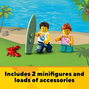 LEGO Creator 3-in-1 Surfer Beach House 31118 - Featuring Lighthouse, Pool House, Boat, 2 Minifigures, Dolphin Figure, Great Summer Building Toy Set for Kids, Girls, and Boys Ages 8+