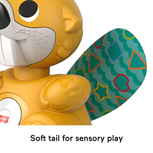 Fisher-Price Linkimals Baby & Toddler Learning Toy Boppin’ Beaver With Interactive Lights & Music For Ages 9+ Months,Yellow