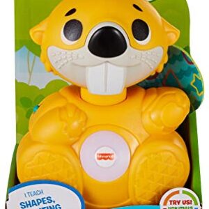 Fisher-Price Linkimals Baby & Toddler Learning Toy Boppin’ Beaver With Interactive Lights & Music For Ages 9+ Months,Yellow