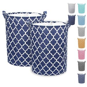 72l 23-inch tall (2 pack) extra large laundry basket storage hamper drawstring waterproof round linen collapsible storage basket for toy organizer, nursery hamper, bathroom, blue