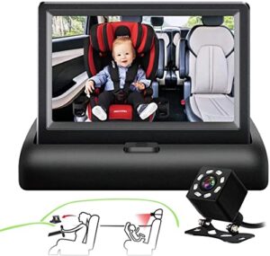 baby car camera ,samfiwi baby car mirror safety car seat mirror camera and monitor with infrared night vision best baby monitor and camera for baby car seat rear facing