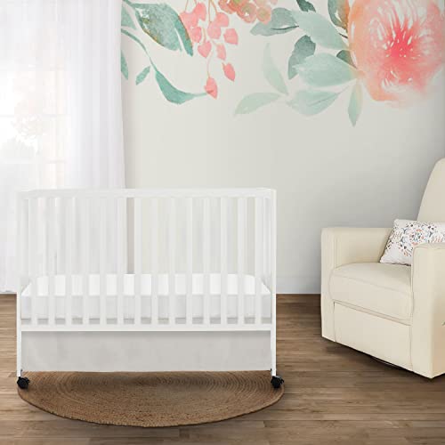 Dream On Me Quinn Full-Size Folding Crib In White, Removeable Wheels, Modern Nursey, Adjustable Mattress Support, Portable Crib, Patented Folding System