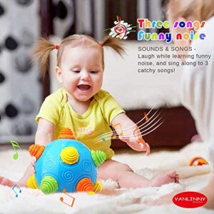 Toddlers Baby Music Shake Ball Toy- VANLINNY Bumble Ball for Babies,Dancing Bumpy & Interactive Sounds Crawl Ball Toy, Best Bouncing Sensory Learning Ball Gift Toys for 3+ 4 5 Year Old Boys&Girls.