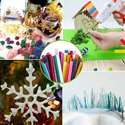 Mini Glitter Hot Glue Sticks 14 Colored for DIY Art Craft,4 inches 80 pcs