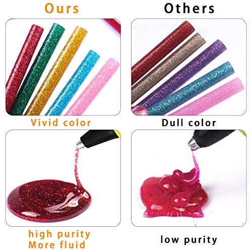 Mini Glitter Hot Glue Sticks 14 Colored for DIY Art Craft,4 inches 80 pcs