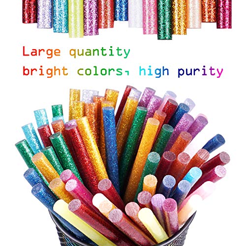 Mini Glitter Hot Glue Sticks 14 Colored for DIY Art Craft,4 inches 80 pcs