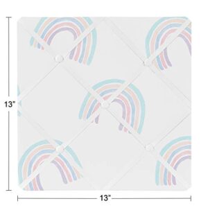 Sweet Jojo Designs Pastel Rainbow Fabric Memory Memo Photo Bulletin Board - Blush Pink, Purple, Teal, Blue and White