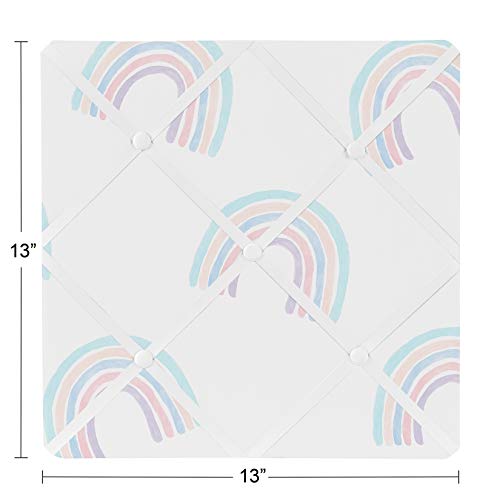 Sweet Jojo Designs Pastel Rainbow Fabric Memory Memo Photo Bulletin Board - Blush Pink, Purple, Teal, Blue and White