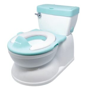 real feel potty with wipes storage, transition seat & disposable liners - realistic toilet - easy to clean & assemble - jool baby (aqua)