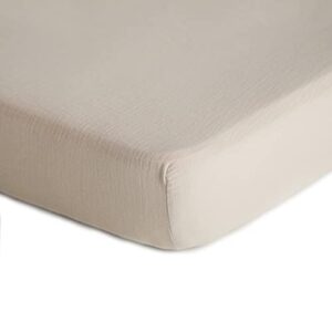 mushie Extra Soft Muslin Fitted Crib Sheet | 28"x 52" (Fog)