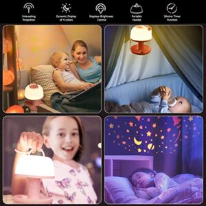 LICKLIP Toddler Night Light Lamp, Dimmable LED Bedside Lamp with Star Projector, Kids Night Lights with Timer Design & Color Changing, Portable Rechargeable Lamp, Cute Gifts for Children Bedroom