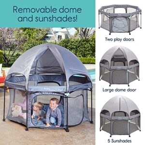 hiccapop XL 69” Outdoor Baby Playpen with Canopy, Deluxe Portable Playpen for Babies and Toddlers with Dome, Sun-Shades, Padded Floor | Pop Up Playpen for Beach or Home, Outdoor Playpen for Baby