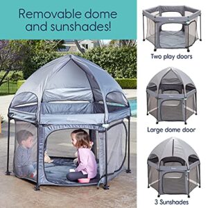 hiccapop 53” PlayPod Outdoor Baby Playpen with Canopy, Deluxe Portable Playpen for Babies and Toddlers with Dome, Sun-shades, Padded Floor | Pop Up Playpen for Beach or Home | Outdoor Playpen for Baby