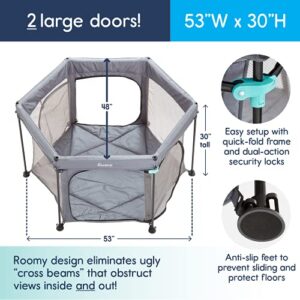 hiccapop 53” PlayPod Outdoor Baby Playpen with Canopy, Deluxe Portable Playpen for Babies and Toddlers with Dome, Sun-shades, Padded Floor | Pop Up Playpen for Beach or Home | Outdoor Playpen for Baby