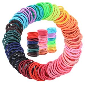 200pcs elastic hair ties, no crease hair small ponytail holders for kids girls baby toddler, multicolor