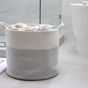 Lily Miles Woven Storage Basket for Blankets - Rope Laundry Basket - Cotton Rope Blanket Basket Living Room - Decorative Round Basket for Kids Toys, Pillows, Towels - Tall Extra Large XXL 18”D x 16”H