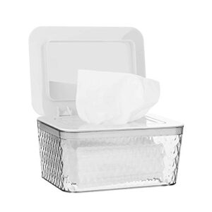 whiidoom wipes dispenser, baby wipe holder refillable wipe container case, visible and one-hand operation, keep wipes fresh and clean (white)