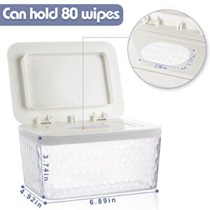 Whiidoom Wipes Dispenser, Baby Wipe Holder Refillable Wipe Container Case, Visible and One-Hand Operation, Keep Wipes Fresh and Clean (White)