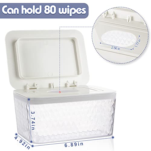 Whiidoom Wipes Dispenser, Baby Wipe Holder Refillable Wipe Container Case, Visible and One-Hand Operation, Keep Wipes Fresh and Clean (White)