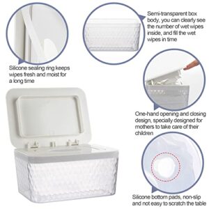 Whiidoom Wipes Dispenser, Baby Wipe Holder Refillable Wipe Container Case, Visible and One-Hand Operation, Keep Wipes Fresh and Clean (White)