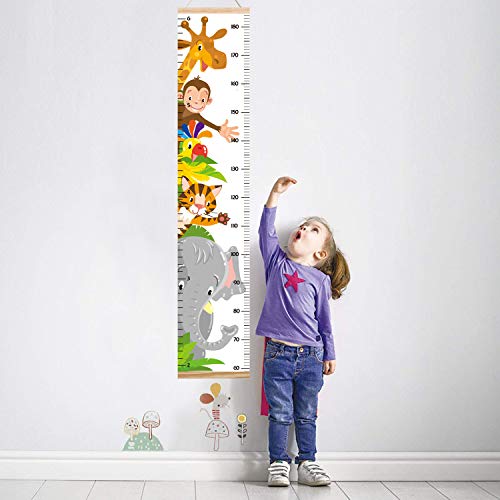 Animals Growth Chart for Kids, Baby Height Chart, Canvas Height Measuring Rulers for Boys Girls (Animals 1)