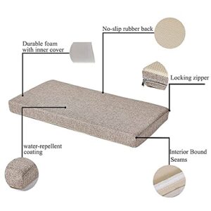 Khaki Bench seat Chair Pads Non-Slip Rubber Back Indoor Swing /Settee Cushion 40'' x 18'' x 2'' (101.6 x 45.7 x 5.08cm)