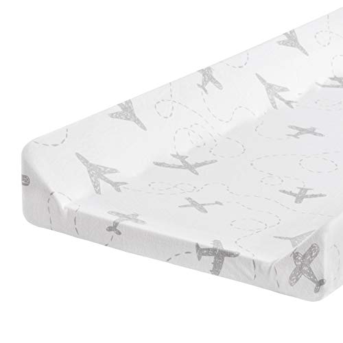 Andi Mae Changing Pad Cover - Grey Airplanes -100% Jersey Cotton - Fits Standard Changing Pads