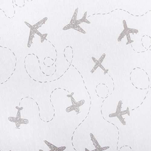 Andi Mae Changing Pad Cover - Grey Airplanes -100% Jersey Cotton - Fits Standard Changing Pads