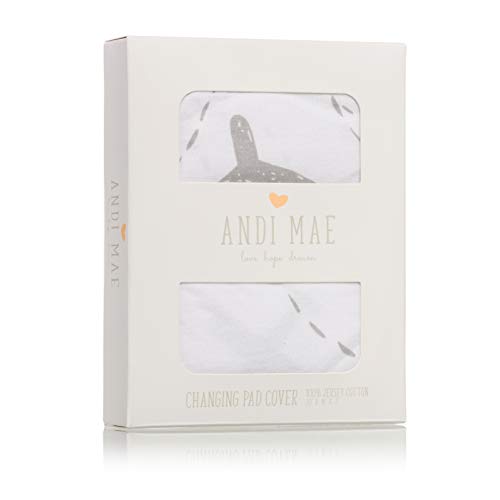 Andi Mae Changing Pad Cover - Grey Airplanes -100% Jersey Cotton - Fits Standard Changing Pads