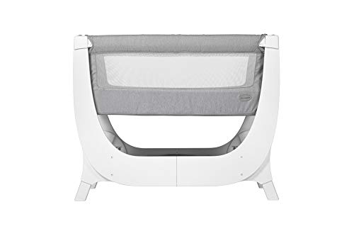 Beaba by Shnuggle Air Bedside Sleeper, Bedside Bassinet, and Infant Crib with Breathable Mesh Sides and Zip Down Side, 7 Different Height Adjustments, Grey