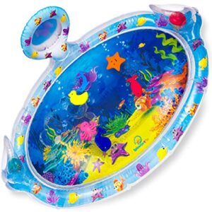 splashin'kids inflatable tummy time premium water mat with mirror and rattles infants toddlers the perfect fun time play activity center your baby's stimulation growth