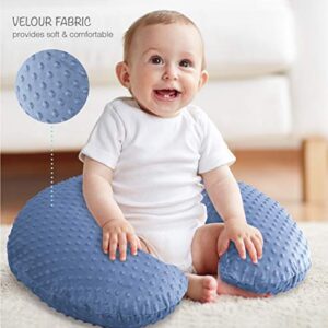 The Peanutshell Nursing Pillow Cover Set for Baby Boys or Girls | Dinosaur & Navy Blue Minky Dot | Unisex 2 Pack