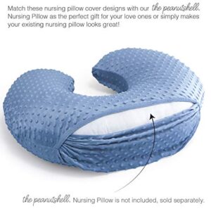 The Peanutshell Nursing Pillow Cover Set for Baby Boys or Girls | Dinosaur & Navy Blue Minky Dot | Unisex 2 Pack