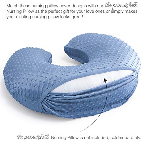 The Peanutshell Nursing Pillow Cover Set for Baby Boys or Girls | Dinosaur & Navy Blue Minky Dot | Unisex 2 Pack