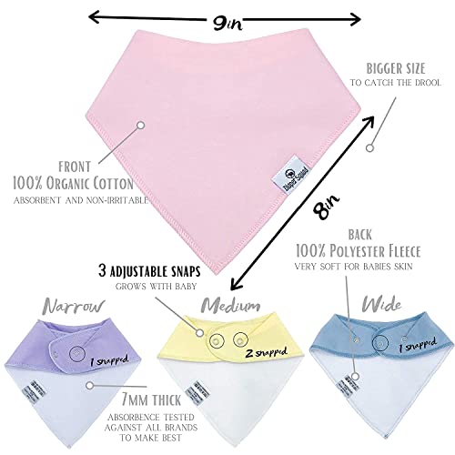 Diaper Squad 100% Organic Cotton Pastel 10-Pack Baby Drool Bandana Bibs Solid Colors for Boys and Girls