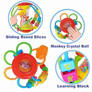 HOLA Baby Toys 6 to 12 Months Baby Toys 0-6 Months, Baby Rattles Activity Ball Infant Toys, Shaker Grab Spin Rattle, Crawling Educational 6 Month Old Baby Toys for 3, 6, 9, 12 Months Baby Boys Girls