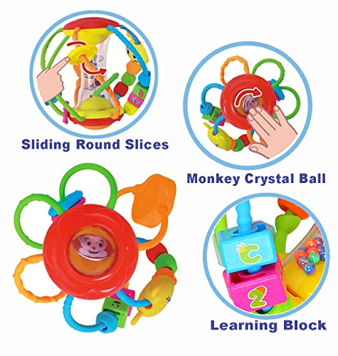 HOLA Baby Toys 6 to 12 Months Baby Toys 0-6 Months, Baby Rattles Activity Ball Infant Toys, Shaker Grab Spin Rattle, Crawling Educational 6 Month Old Baby Toys for 3, 6, 9, 12 Months Baby Boys Girls