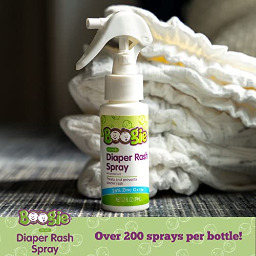 Baby Diaper Rash Cream Spray by Boogie Bottoms, No-Rub Touch Free Application for Sensitive Skin, Over 200 Sprays per Bottle, 1.7 oz, Pack of 3