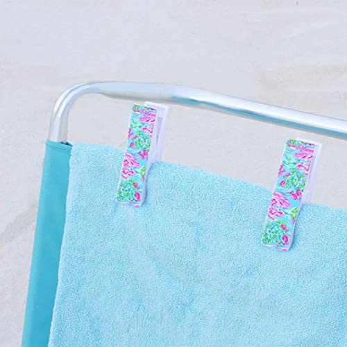 Lilly Pulitzer Water Resistant Vinyl Beach Day Pouch - Includes Drink Hugger, Zip Pouch, and Towel Clips, Best Fishes