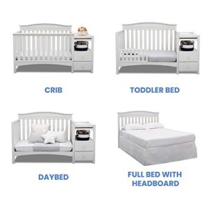 Delta Children Birkley Convertible Crib N Changer, Bianca White + Serta Perfect Slumber Dual Sided Recycled Fiber Core Crib and Toddler Mattress (Bundle)