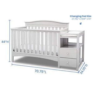 Delta Children Birkley Convertible Crib N Changer, Bianca White + Serta Perfect Slumber Dual Sided Recycled Fiber Core Crib and Toddler Mattress (Bundle)